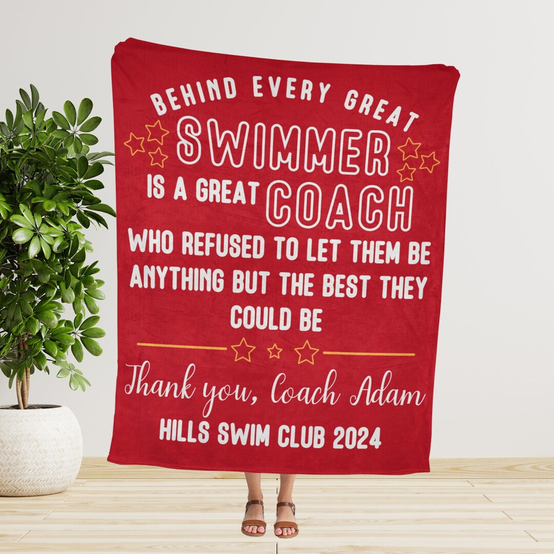 Swim Coach Gift Thank You Coach Appreciation Blanket Behind Every Great ...