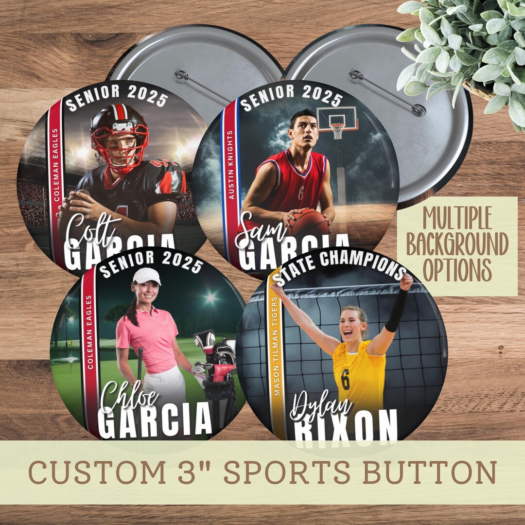 Custom Photo Pin Football Softball Senior Year Sports Photo Pin Spirit ...