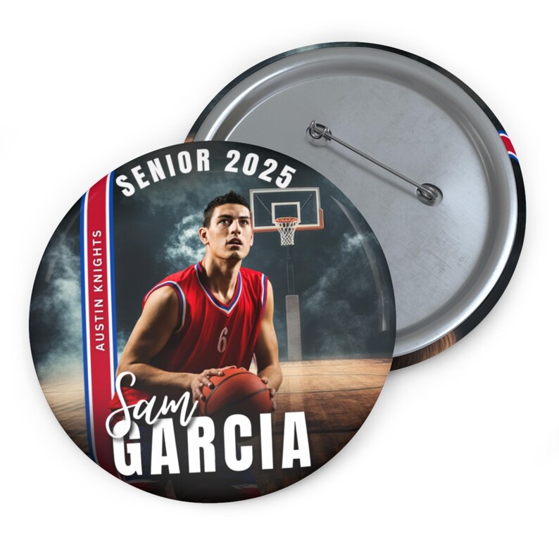 Custom Photo Pin Football Softball Senior Year Sports Photo Pin Spirit Button Team Sports Button ...