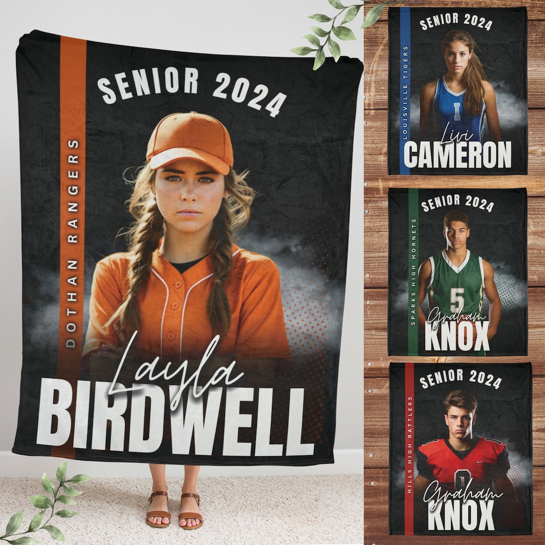 Senior 2025 Sports Blanket Custom Photo Blanket Personalized End of the ...