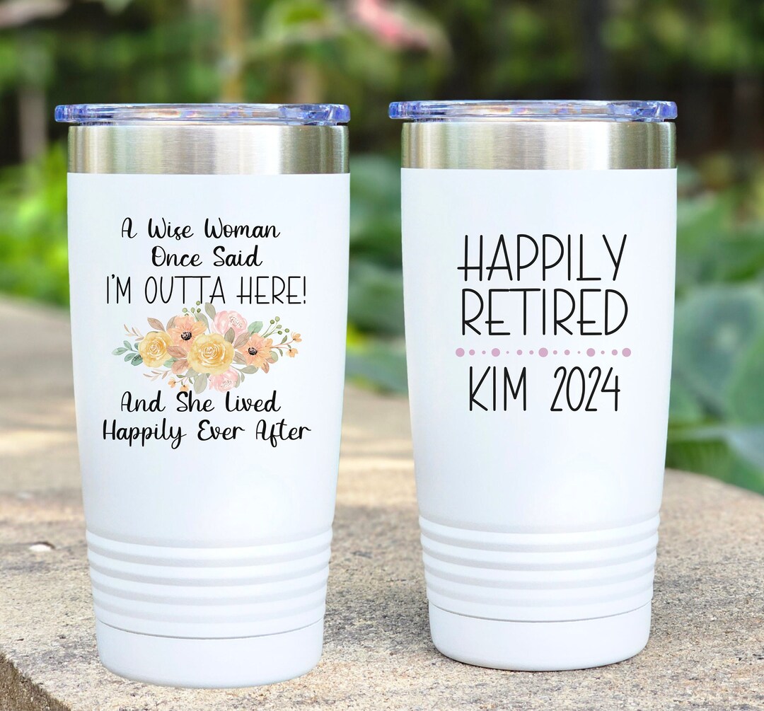 Personalized Retirement Gift for Women I'm Outta Here Tumbler Retiring ...