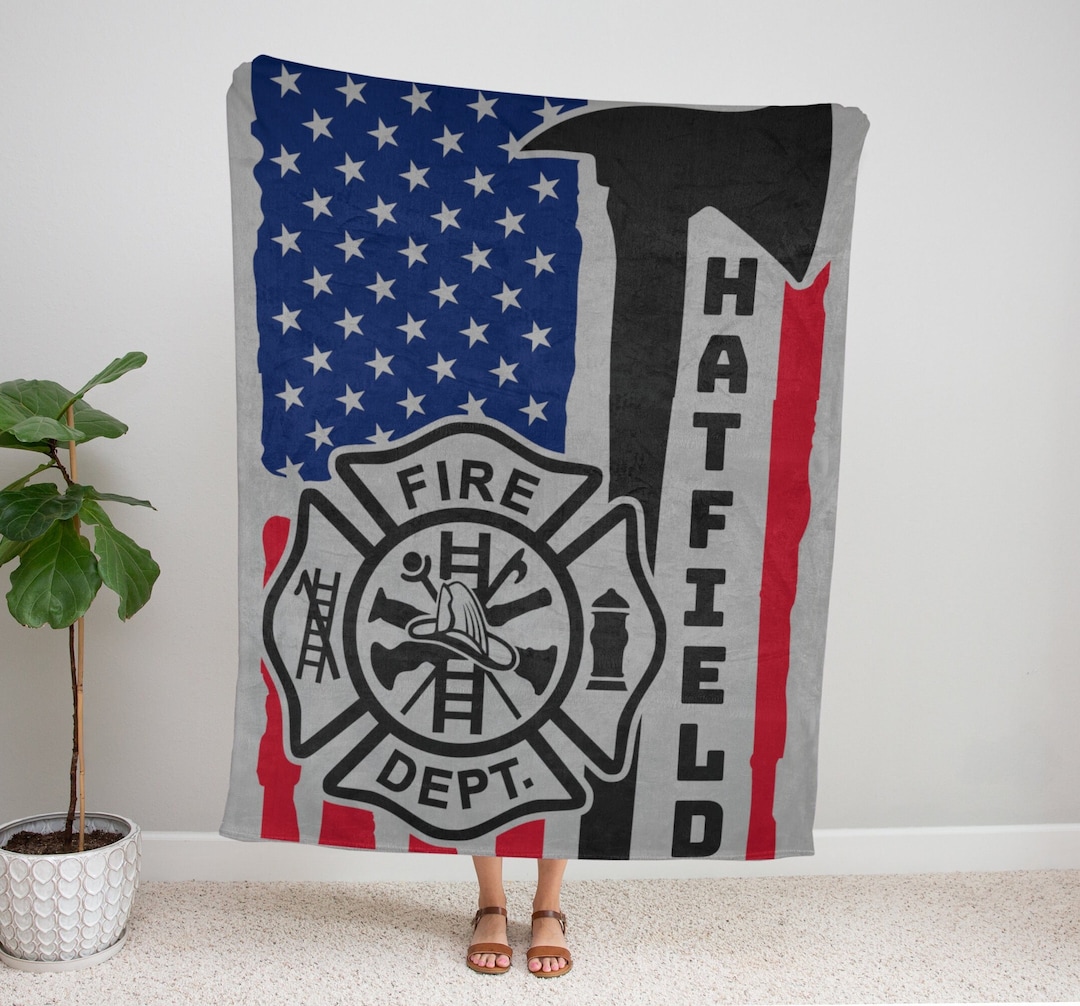 Fire Academy Graduation Gift Idea Fireman Blanket Personalized US Flag ...