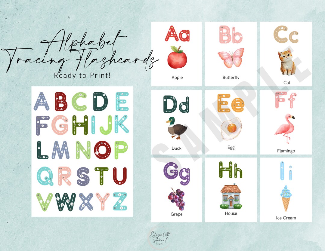 Preschool Alphabet Tracing Letters Flashcards - Etsy