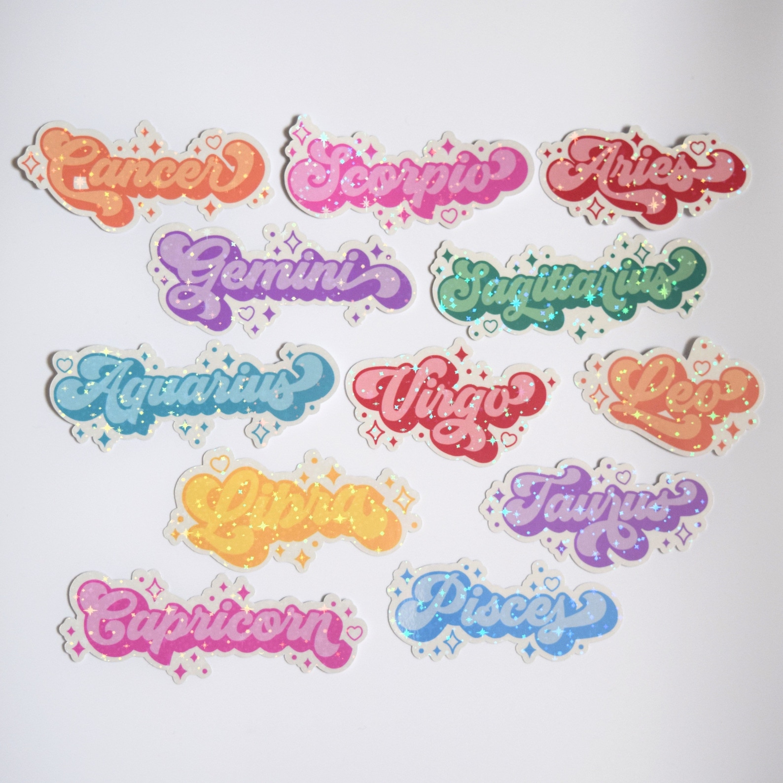 Zodiac Sign Holographic Sticker Cute Retro Astrology Sign - Etsy