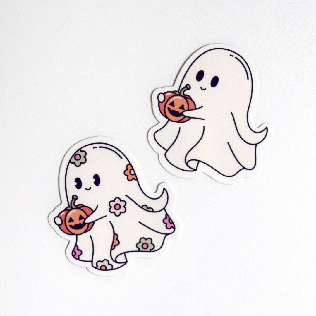 Flower Ghost Sticker | Cute Halloween Ghost Sticker for Laptop, Phone ...