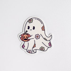 Flower Ghost Sticker | Cute Halloween Ghost Sticker for Laptop, Phone ...