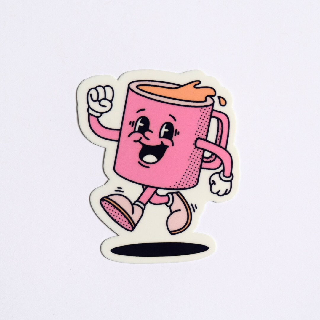 Cute Retro Coffee Cup Sticker | Trendy Aesthetic Sticker for Notebook ...