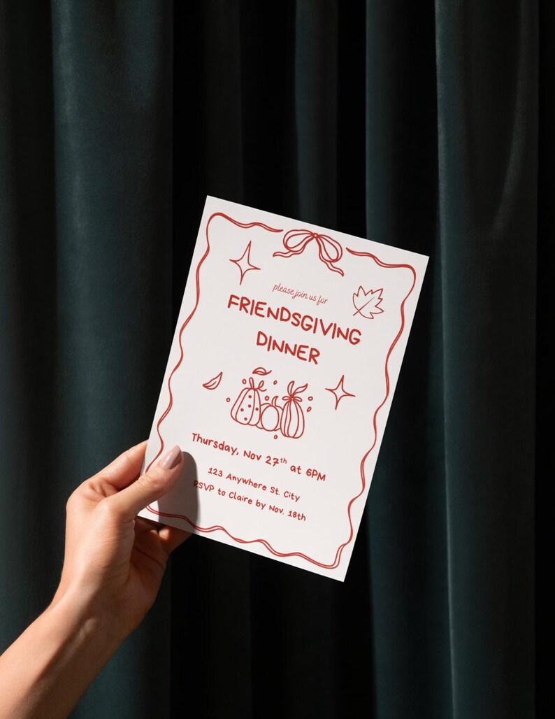 Editable Friendsgiving Dinner Invitation: Rustic Fall Party (digital ...