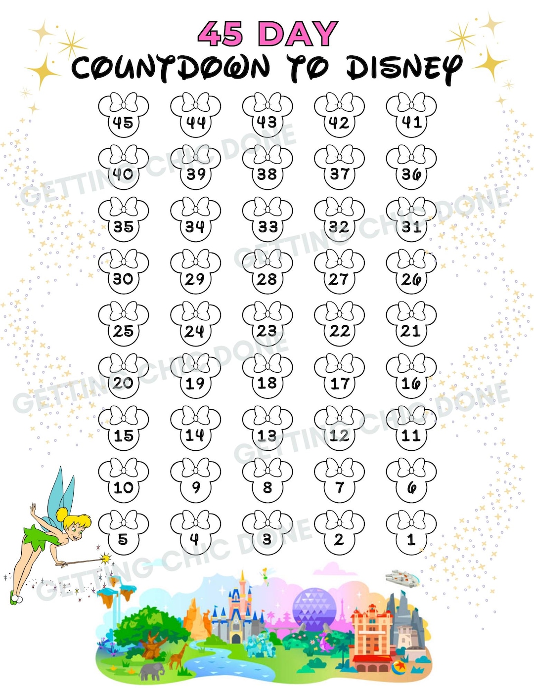 Magical Vacation Countdown Coloring Page | Printable Trip Countdown for ...
