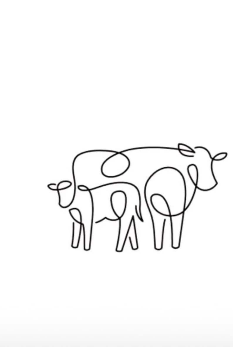 Cow Line Drawing - Etsy