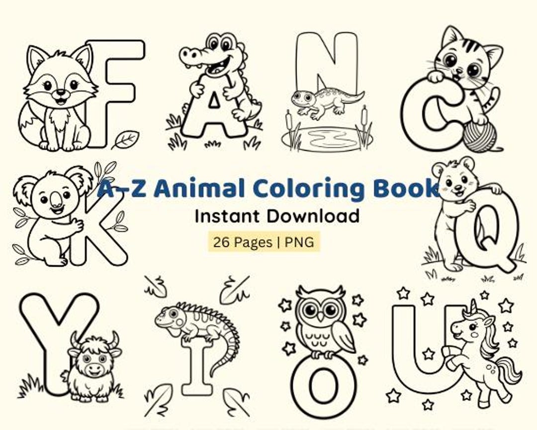 A–Z Animal Coloring Book for Kids | 26 Printable Alphabet Pages ...
