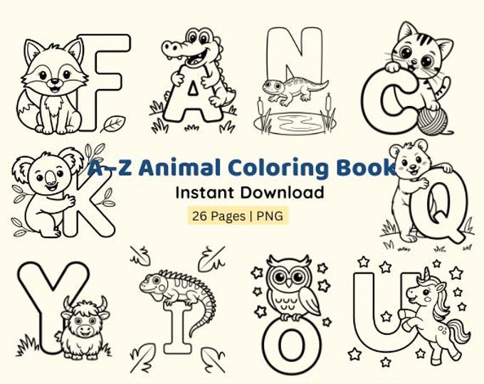 Alphabet Animal Coloring Pages – Printable Kids Activity (PDF & JPG ...