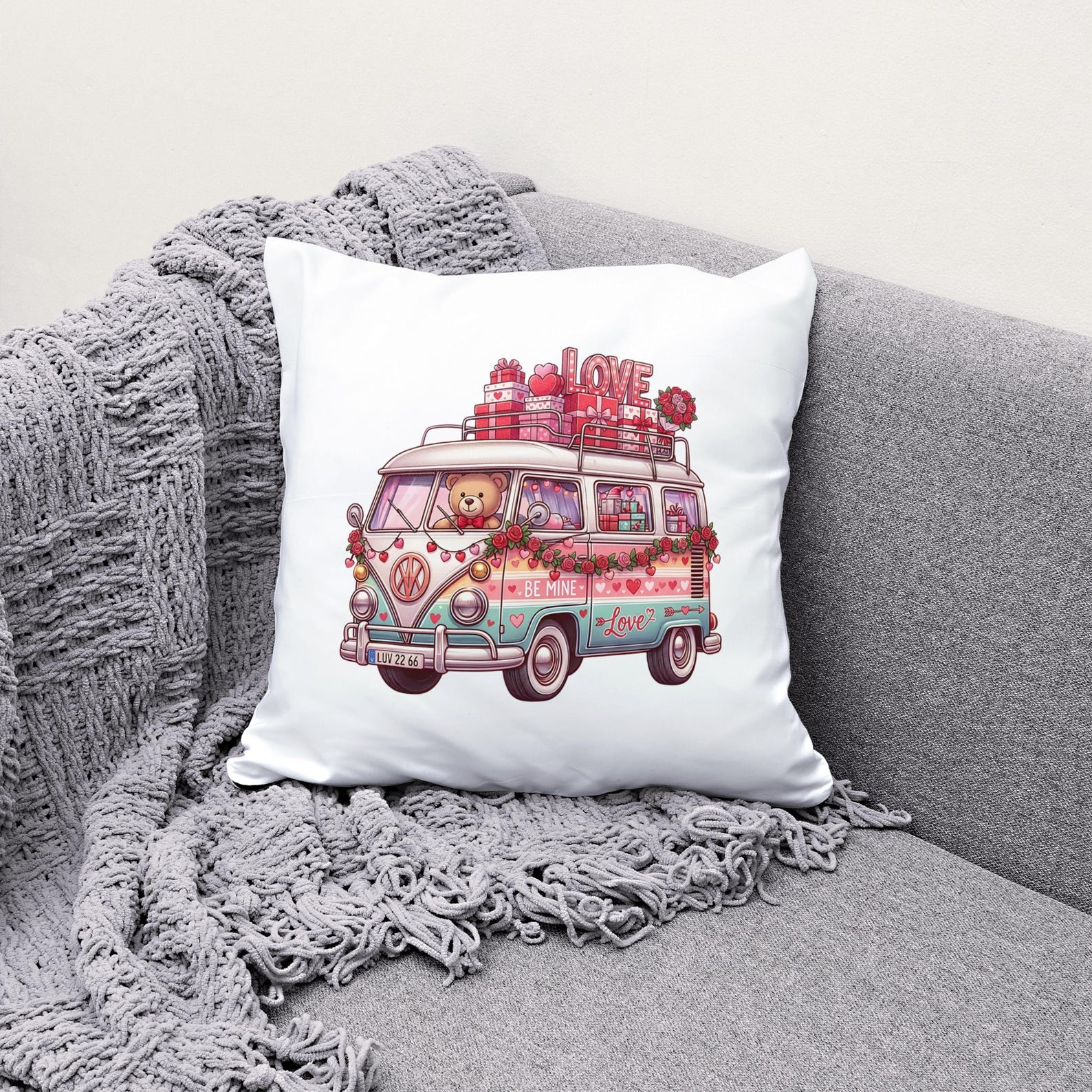 Valentine Camper Van PNG. Cute Love Bear Design - Etsy