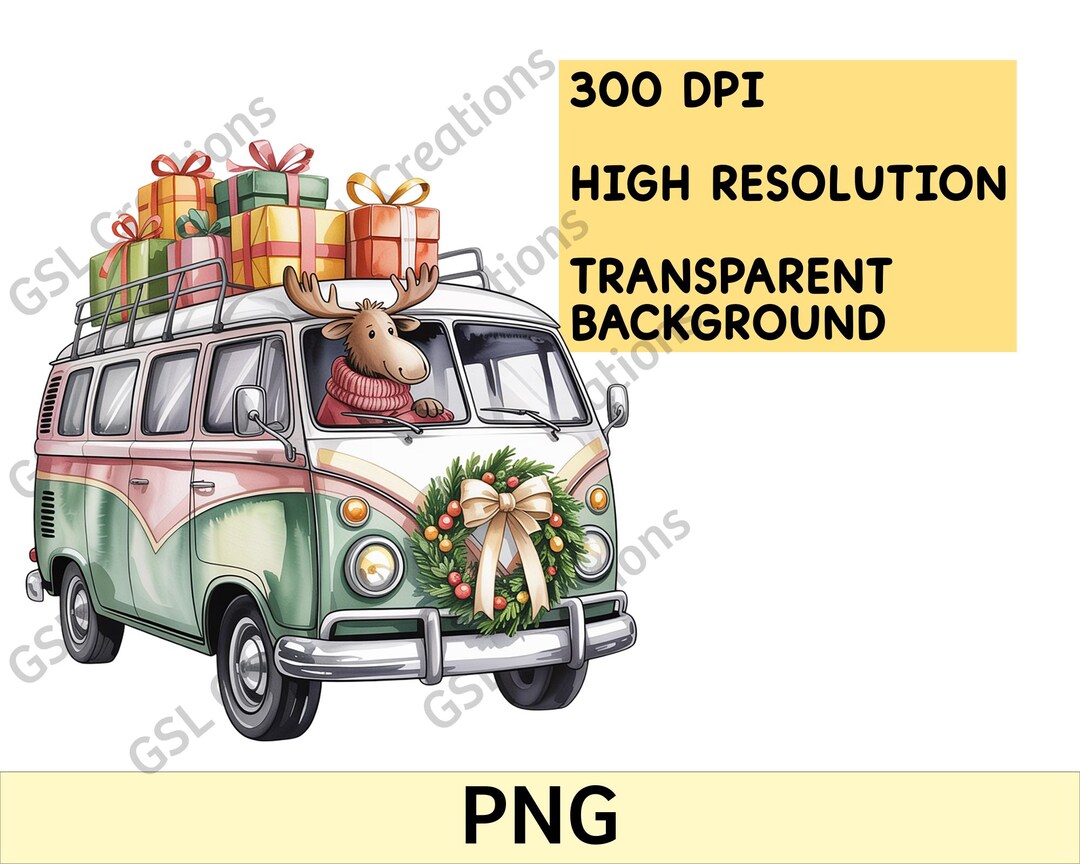 Christmas Moose Camper Van PNG – Holiday Vintage Clipart - Etsy