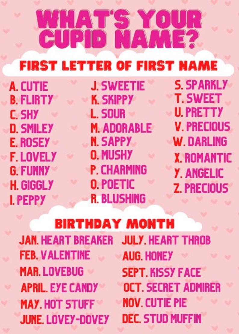 What’s Your Cupid Name + Name Tags **download and Print** - Etsy