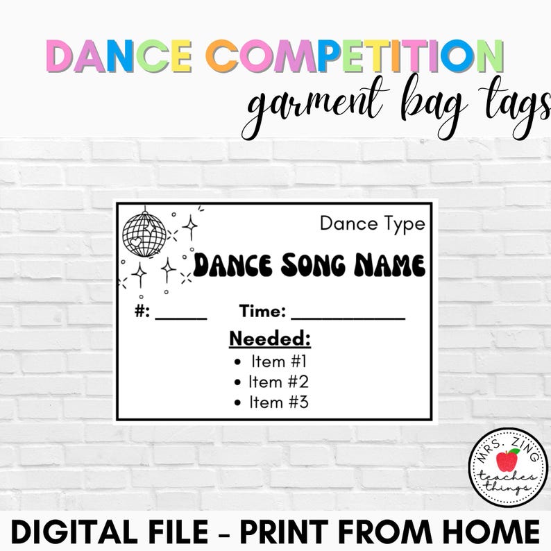 Editable Dance Competition Garment Bag Tag - Etsy