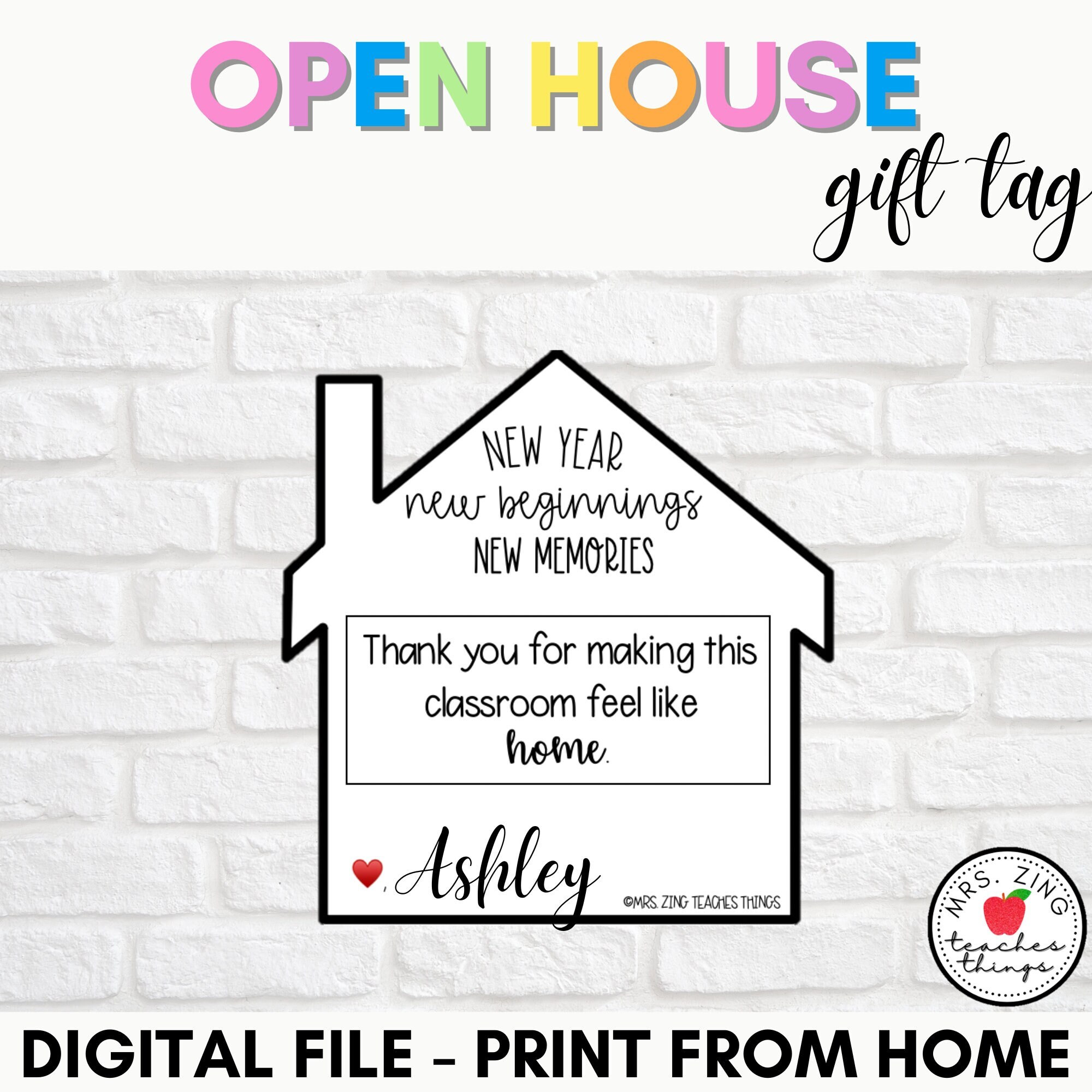 Printable Open House Gift Tag | Back to School Gift Tag for Teachers - Etsy
