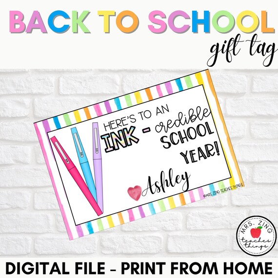 Printable Back to School Gift Tag Pen Gift Tag - Etsy