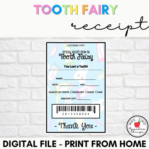 Printable Tooth Fairy Receipts - Etsy