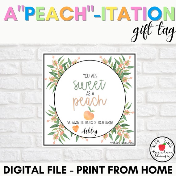Printable Appreciation Gift Tag Sweet as a Peach Gift Tag - Etsy
