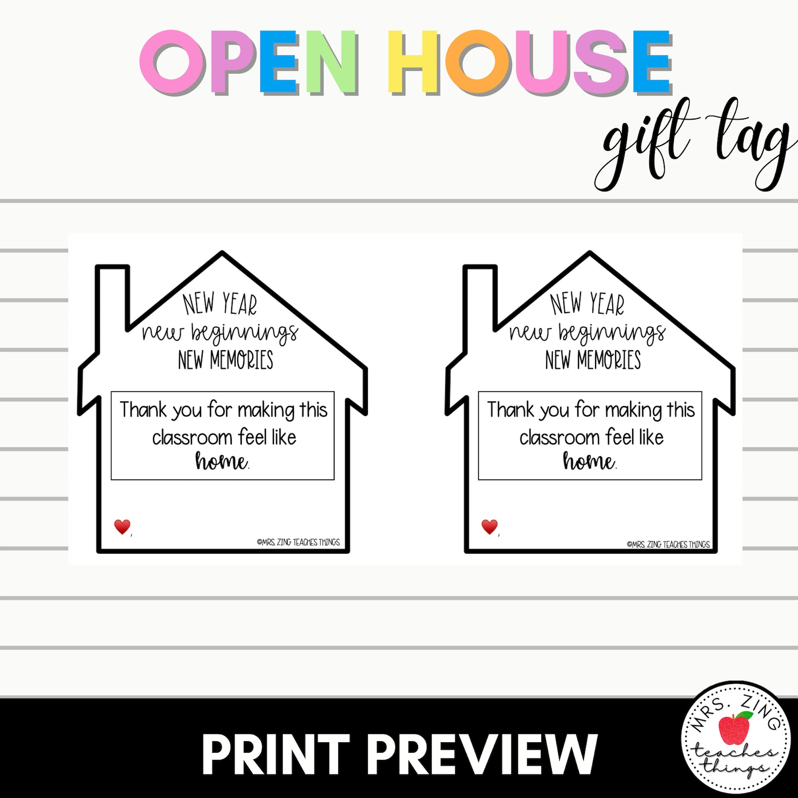 Printable Open House Gift Tag | Back to School Gift Tag for Teachers - Etsy