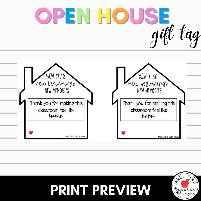 Printable Open House Gift Tag | Back to School Gift Tag for Teachers - Etsy