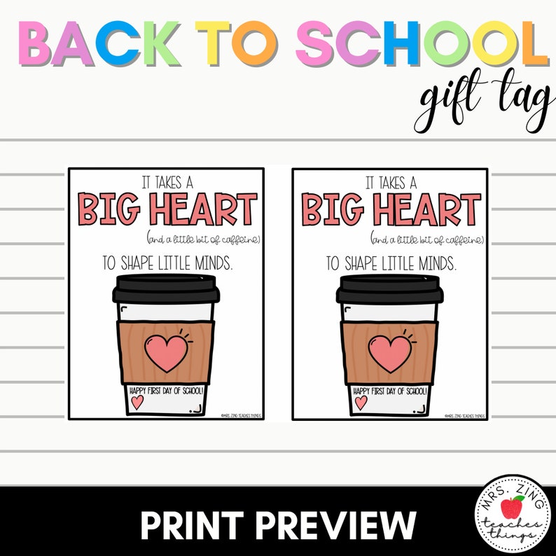Printable Back to School Gift Tag | Coffee Gift Tag | BIG Hearts Gift ...