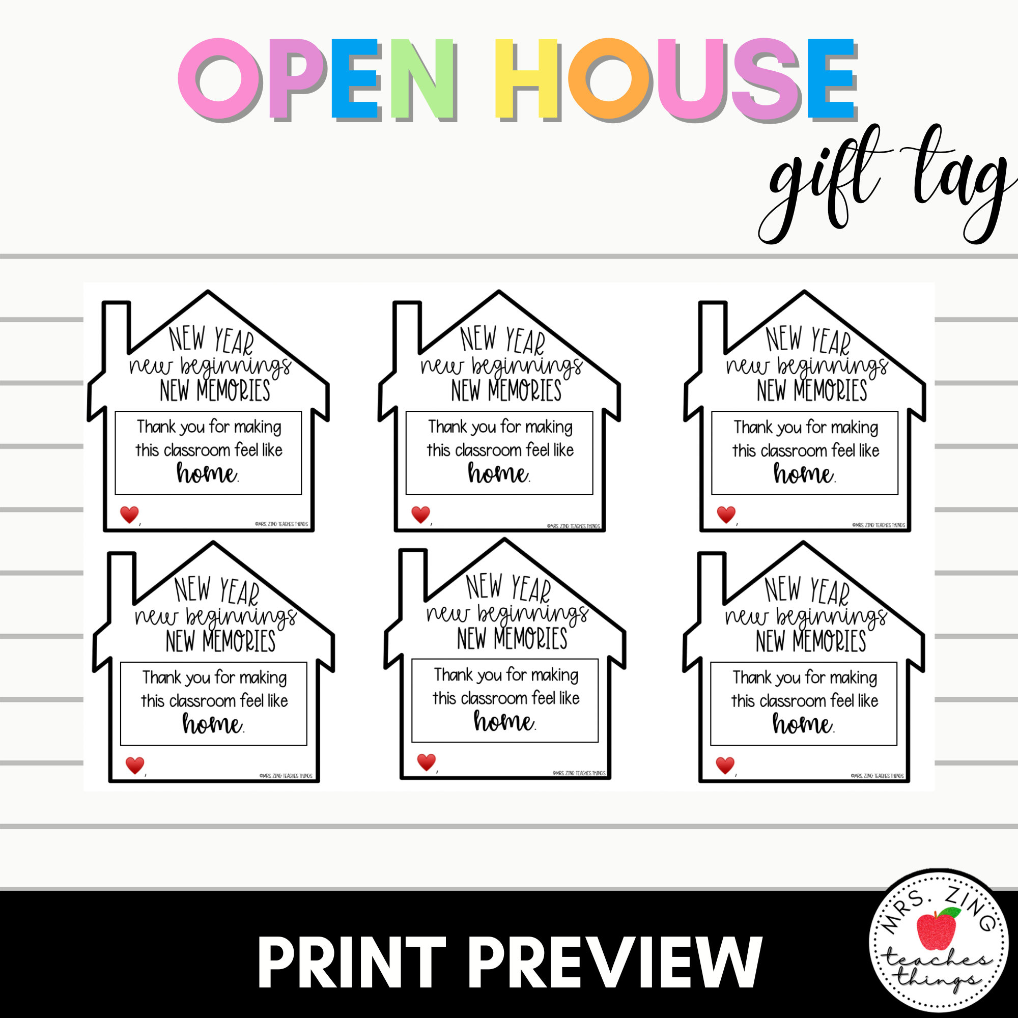 Printable Open House Gift Tag | Back to School Gift Tag for Teachers - Etsy