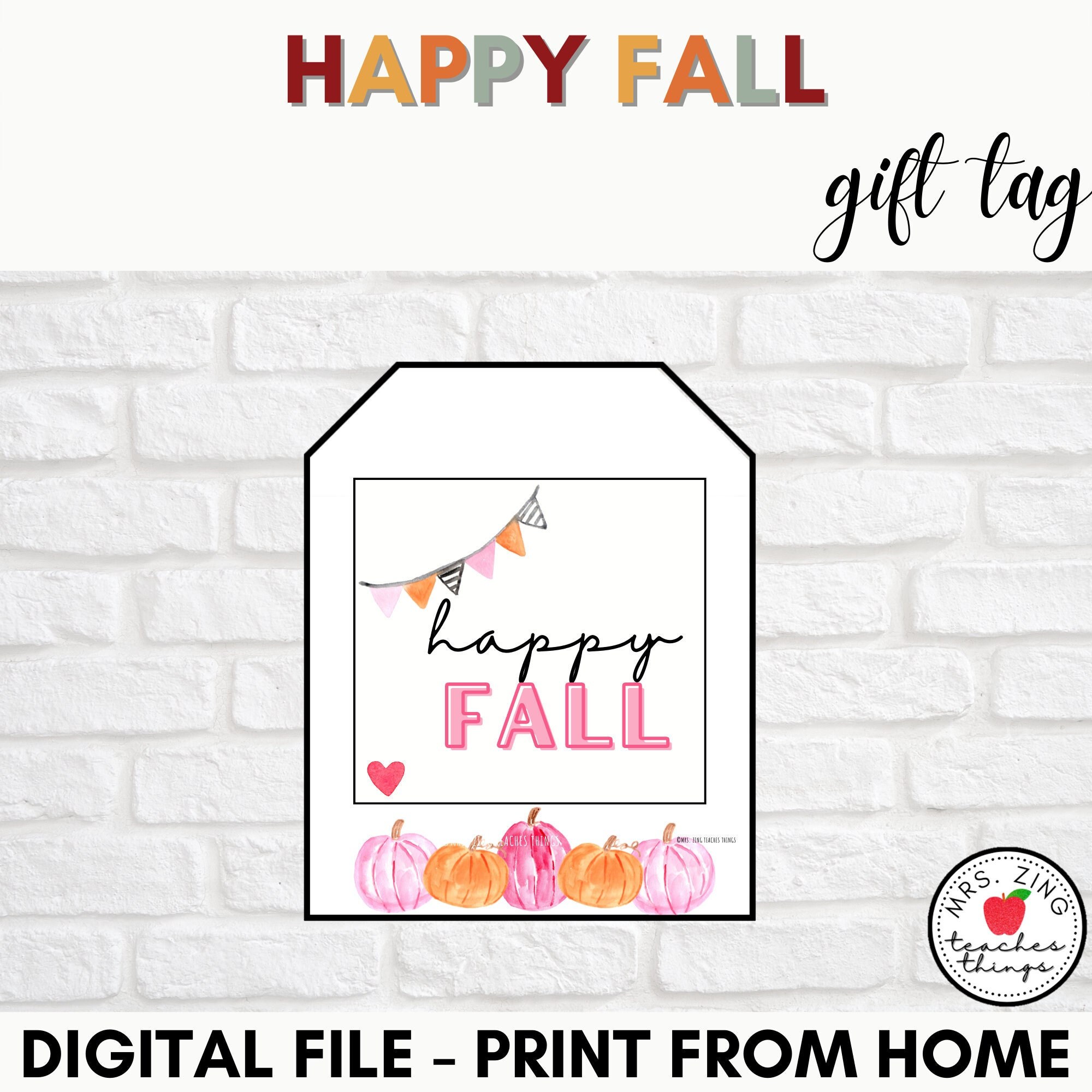 Printable Fall Gift Tag | Happy Fall Gift Tag for Teachers - Etsy