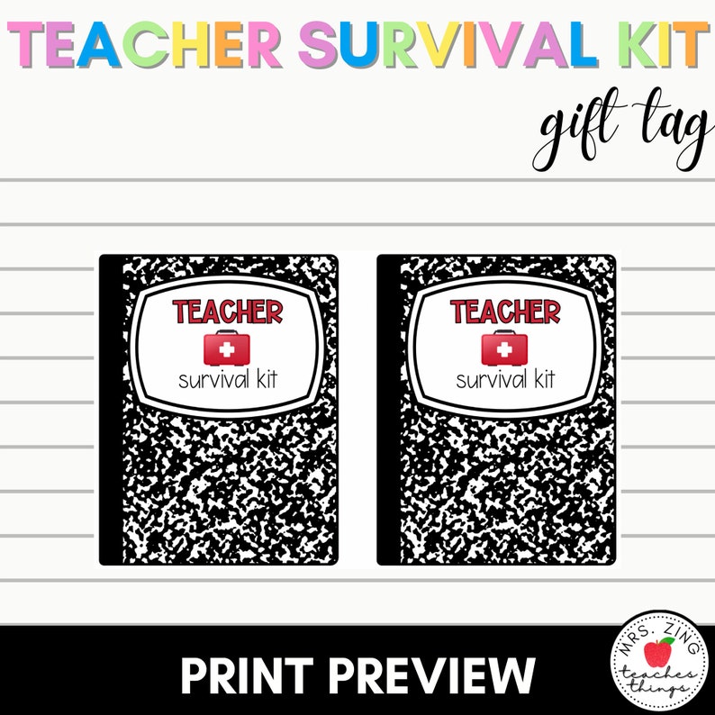 Printable Back to School Gift Tag Teacher Survival Kit Gift Tag for ...