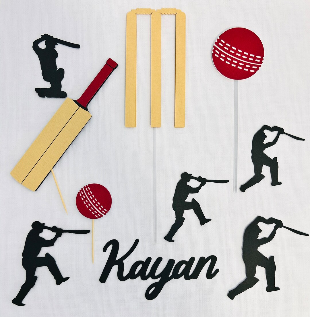 Cardstock Cricket Cake Topper | Sports Cake Decoration | Birthday Cake ...