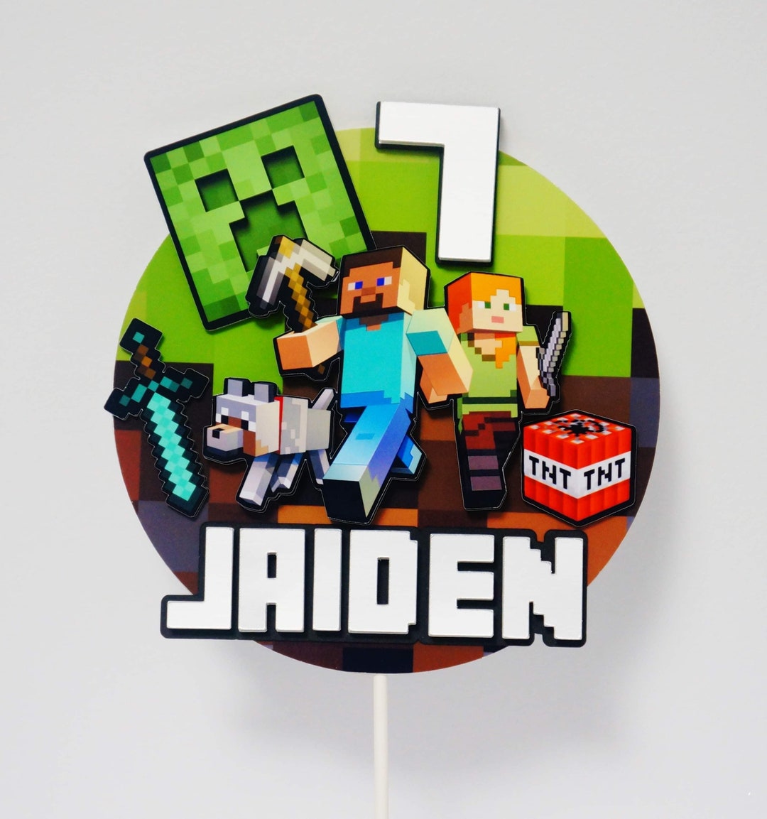 Minecraft Cake Topper | Personalised Birthday Cake Topper | Cardstock ...
