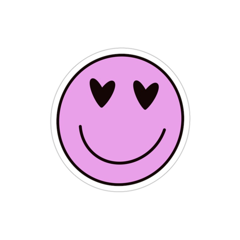 Pink Smiley Face Die-cut Stickers, Cute Sticker, Pink Sticker ...