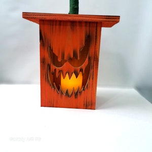 Rustic Wooden Spooky Halloween Jack O Lantern/light Pumpkin Box ...