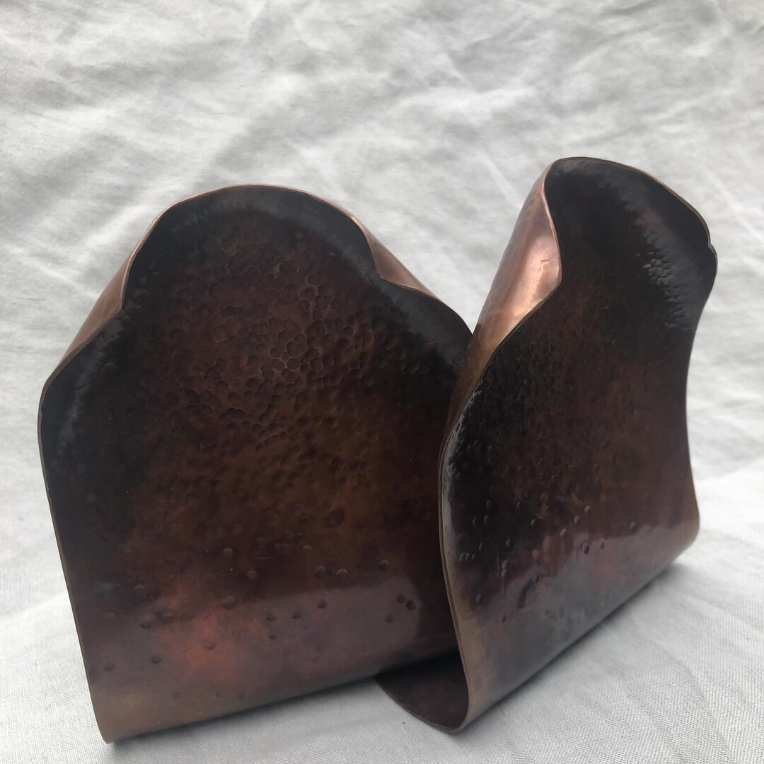 Hammered Copper Bookends With Warm Copper Patina - Etsy