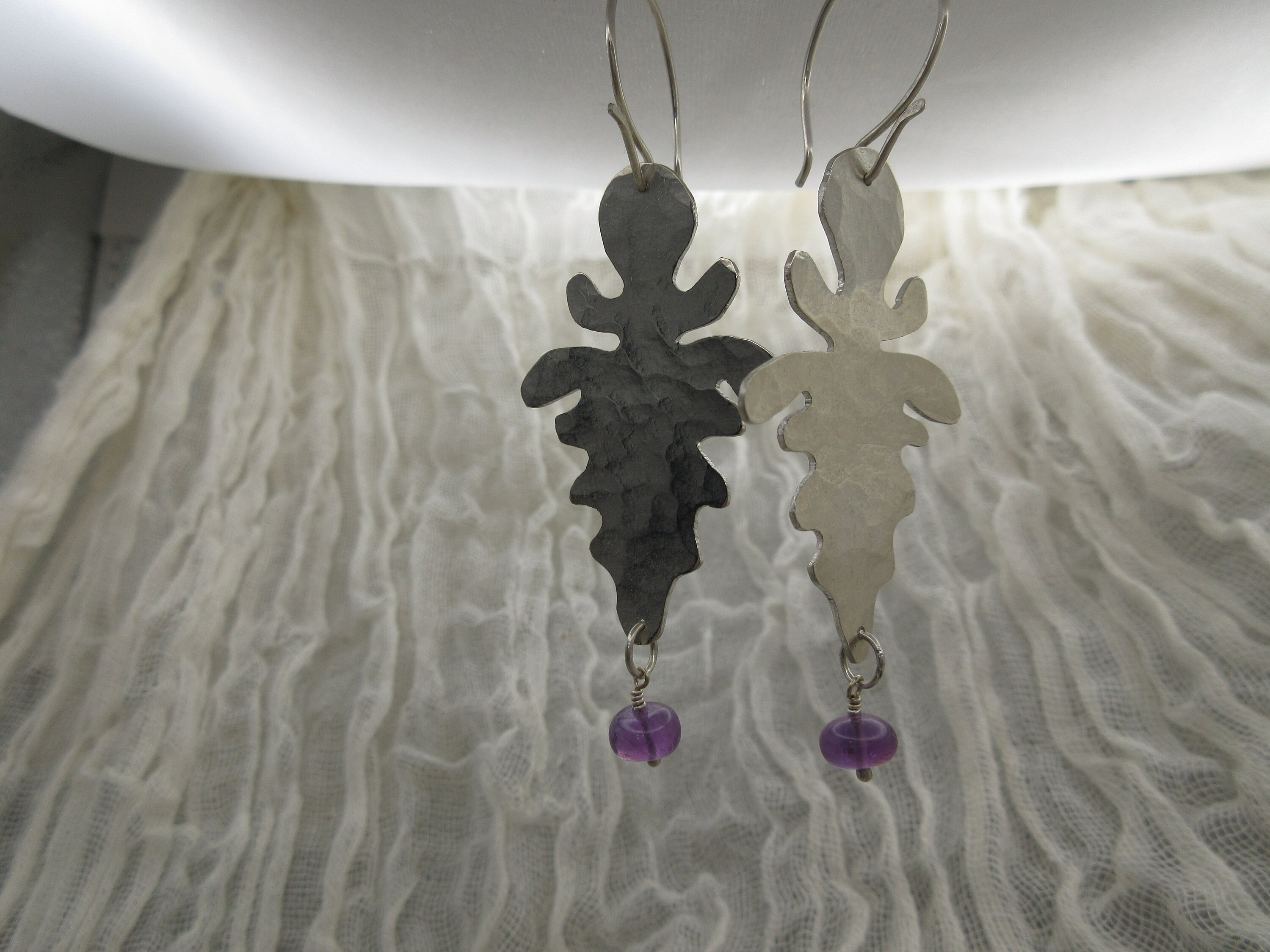 Amethyst Ink Blot Earrings in Argentium Sterling Silver - Etsy