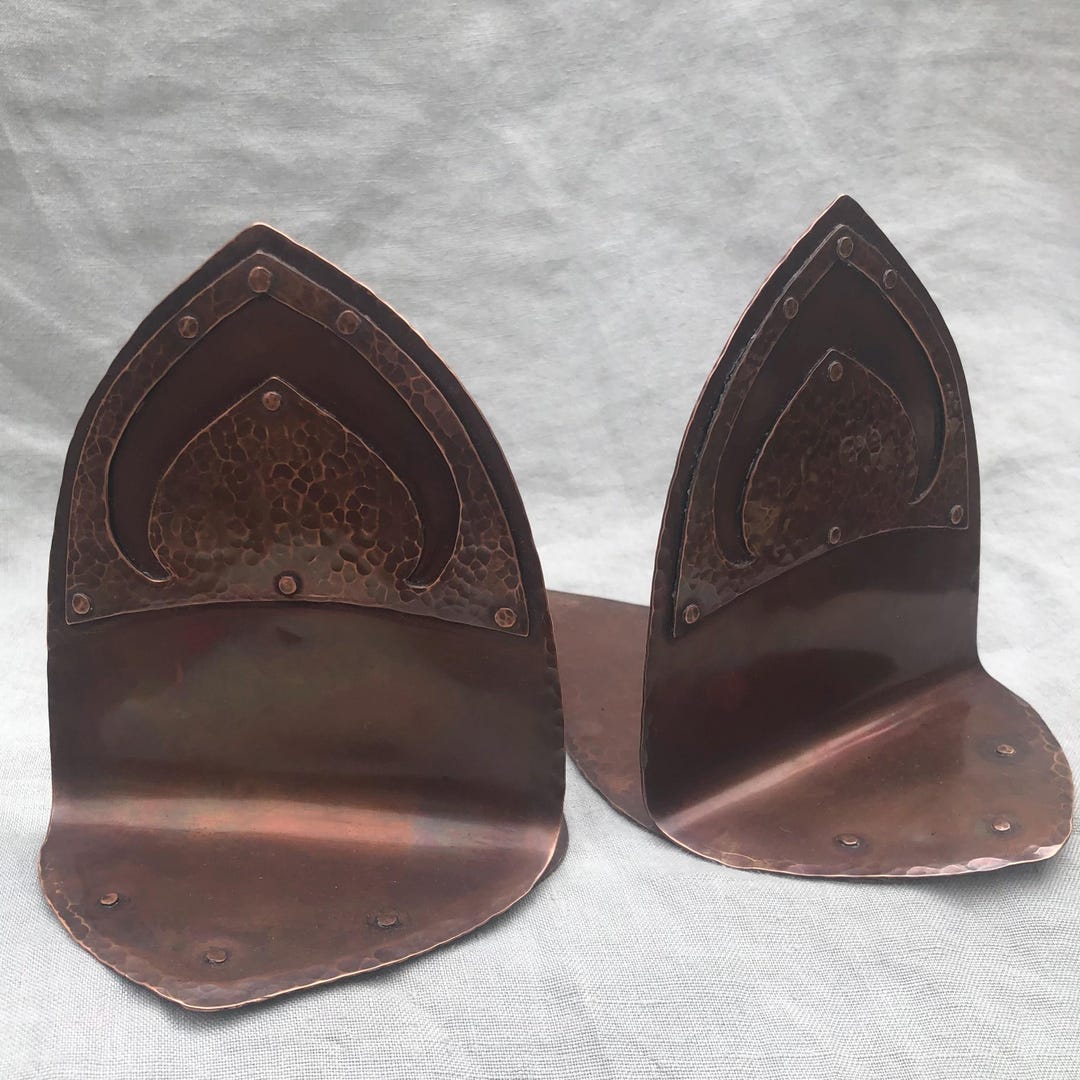 Riveted Hammered Copper Bookends With Warm Copper Patina - Etsy