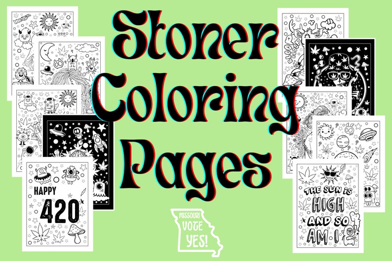 25 Adult Coloring Pages for Stoners smokers Pot Head Weed Coloring Book ...