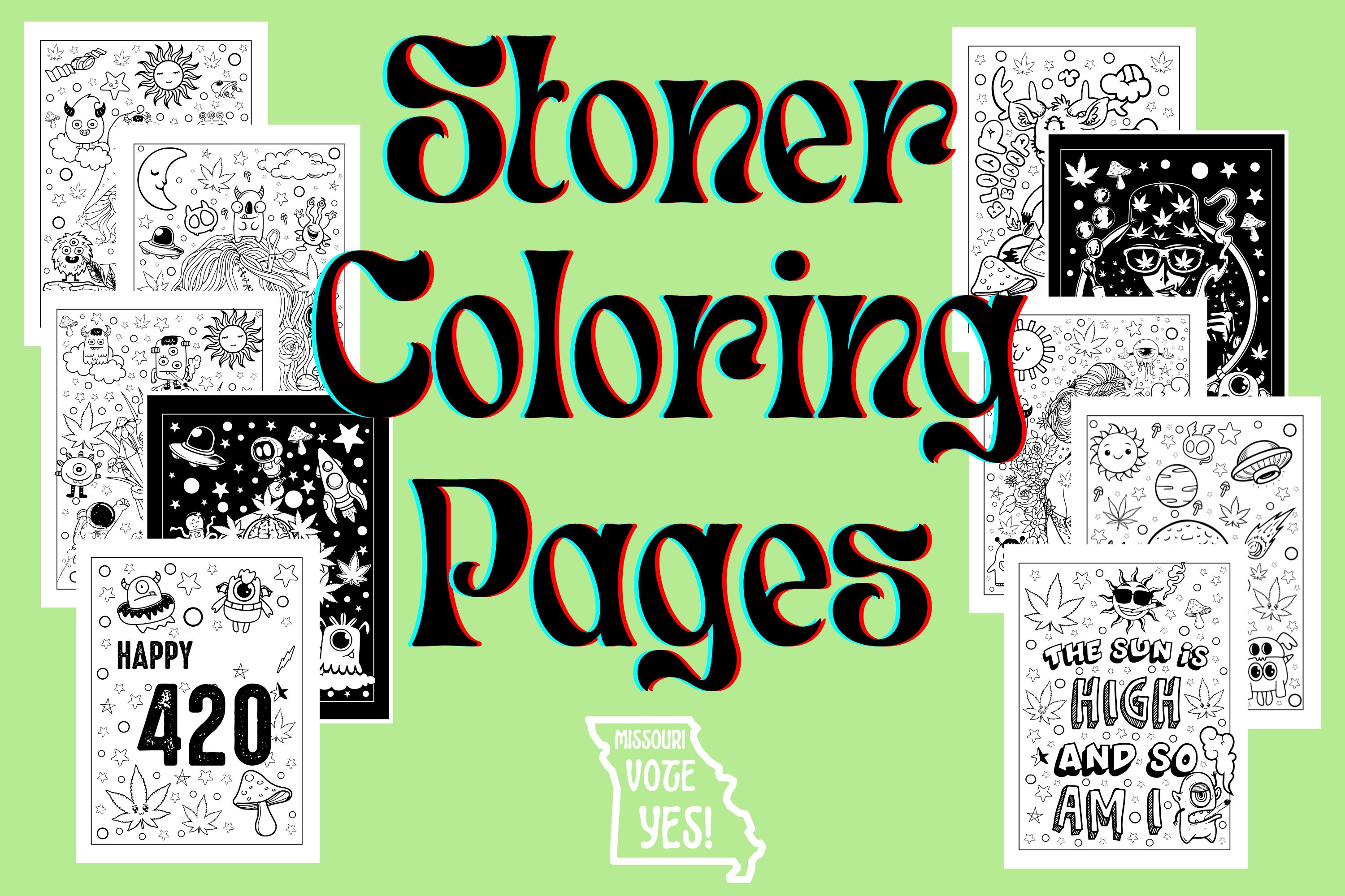 25 Adult Coloring Pages for Stoners smokers Pot Head Weed Coloring Book ...