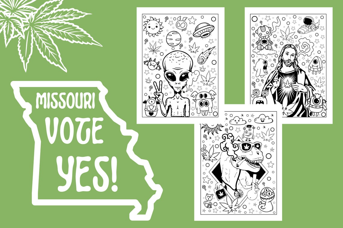 25 Adult Coloring Pages for Stoners smokers Pot Head Weed Coloring Book ...