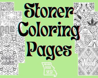 25 Adult Coloring Pages for Stoners smokers Pot Head Weed - Etsy
