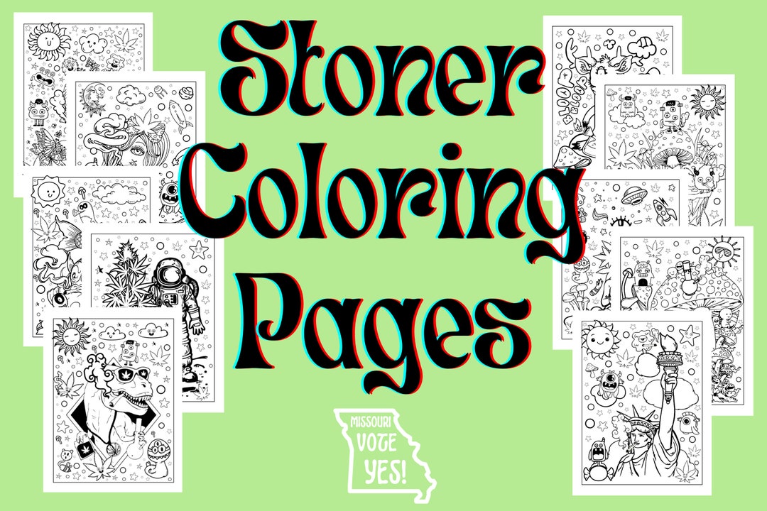 25 Adult Coloring Pages for Stoners smokers Pot Head Weed Coloring Book ...