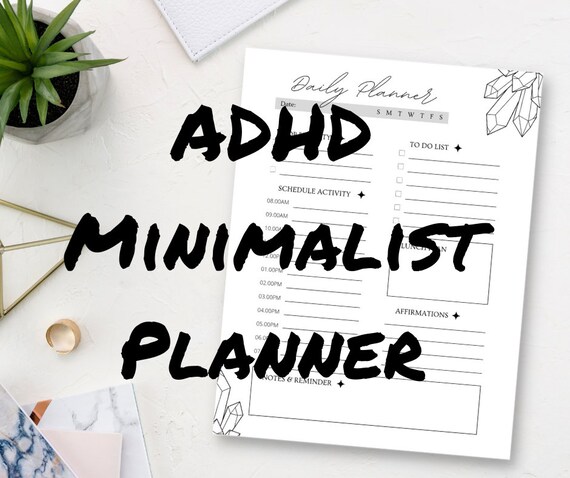 ADHD Minimalist Planner Daily Planner Printable Monochrome - Etsy