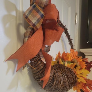 Fall Cornucopia Wreath, Autumn Wreath, Cornucopia Wreath, Farmhouse ...
