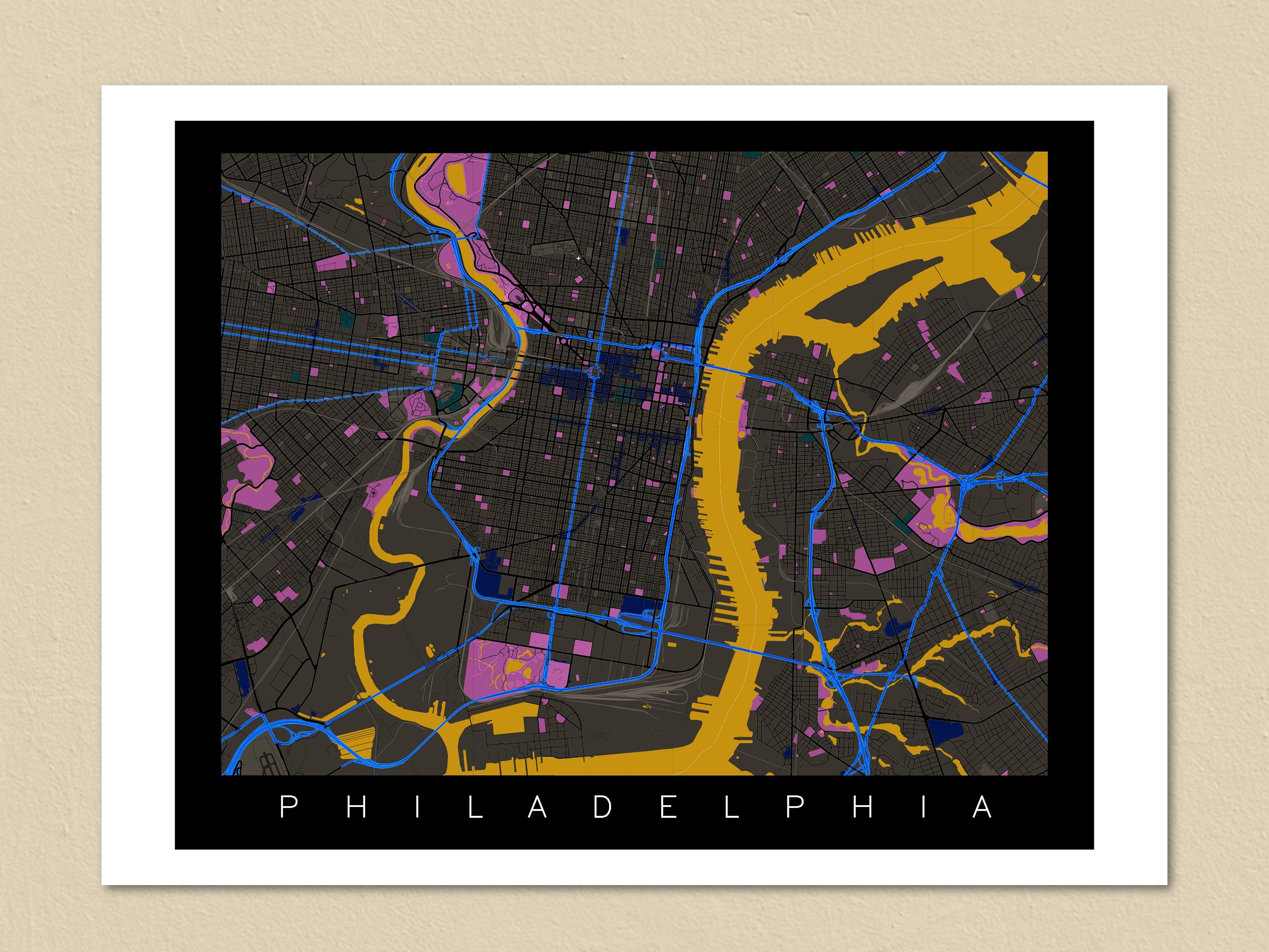 Philadelphia Map Center City - Etsy