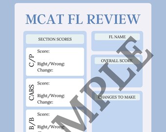 MCAT Full Length Exam Tracking Spreadsheet Track Practice Exams, Plan ...