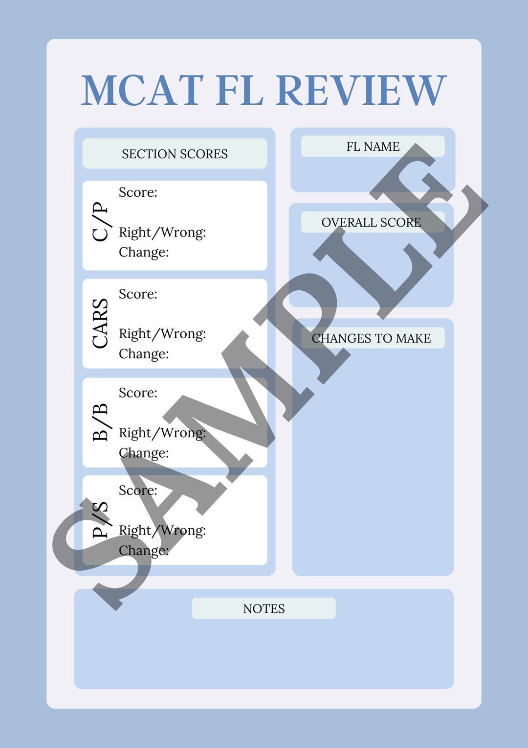 MCAT Full-length Practice Exam Tracker - Etsy