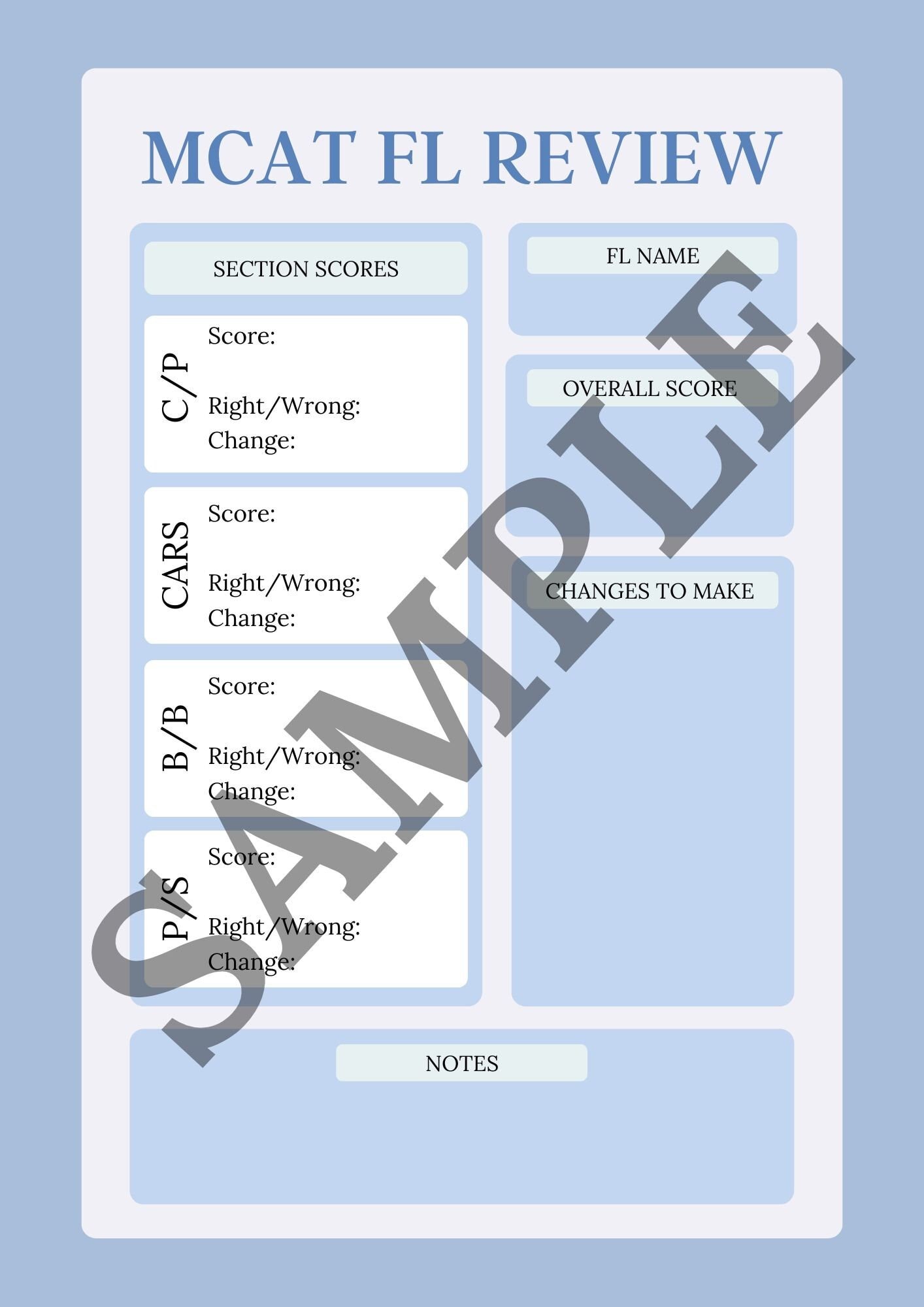 MCAT Full-length Practice Exam Tracker - Etsy