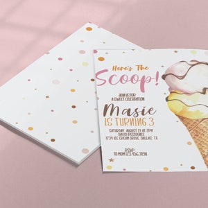 Heres the Scoop Birthday Invitation Template, Editable Invitation ...
