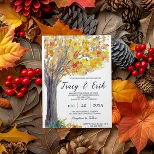 Autumnal Tree Wedding Invitation, Printable Wedding Invite, Editable ...